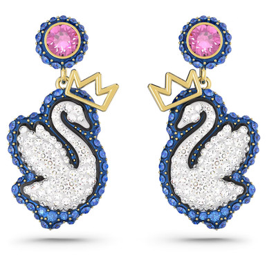 Pop Swan Drop Earrings, Swan, Blue, Gold-Tone Plated 5649196 ...
