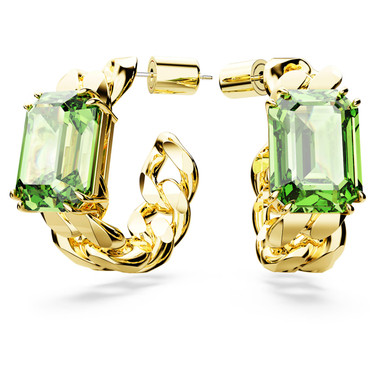 Millenia Hoop Earrings, Octagon Cut, Green, Gold-Tone Plated 5671253 ...