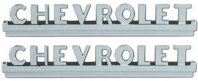 1949-52 Chevy Truck Hood Side Emblems "Chevrolet" w/ Fasteners, pr ...