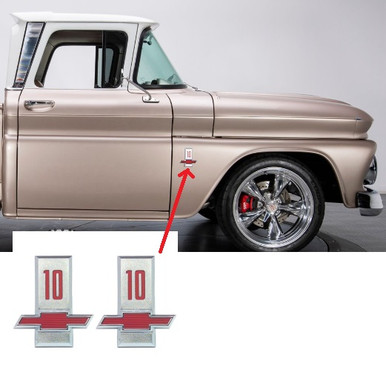 1963 Chevy Truck Fender Emblem "10 WITH BOWTIE" pr. (w/ Fasteners ...