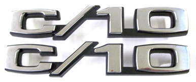 1969-70 Chevy C10 Truck Fender Side Emblem "C/10" w/ Fasteners (Pair)