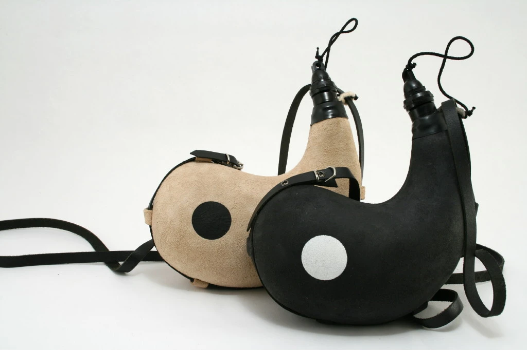 Spanish Bota de Vino Yin Yang Leather Bag Wineskin Wine Skin 2 Set Made ...