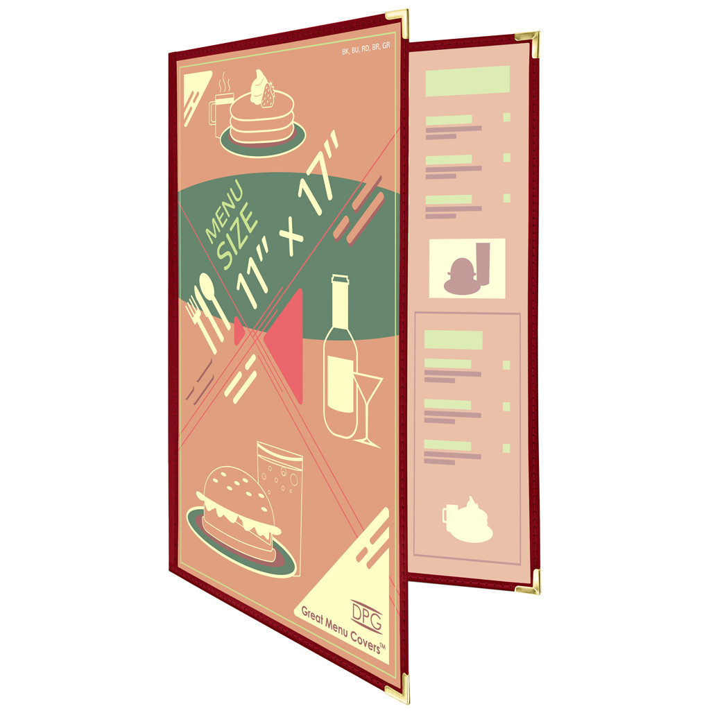 4 Page Views Cafe 11 x 17 Leatherette Edge Trim - DPG - Great Menu Covers