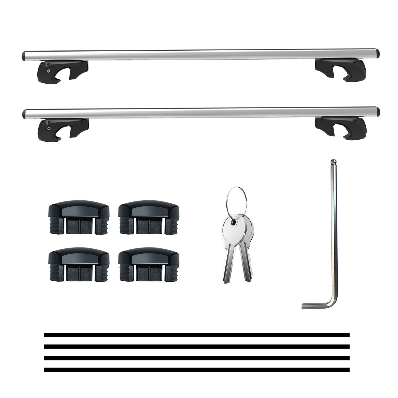 UNIVERSAL CROS BAR 47.25 INCH ADJUSTABLE WITH KEY BLACK/ SILVER