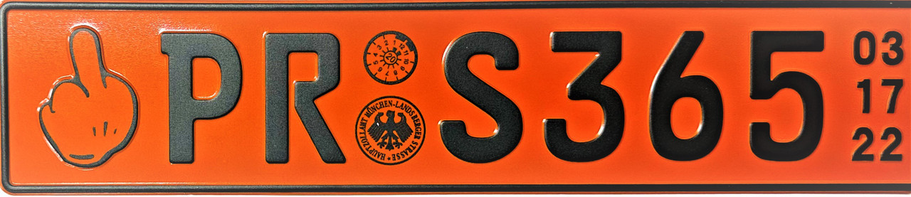 EUROPEAN PLATE ORANGE BLACK PR S365
