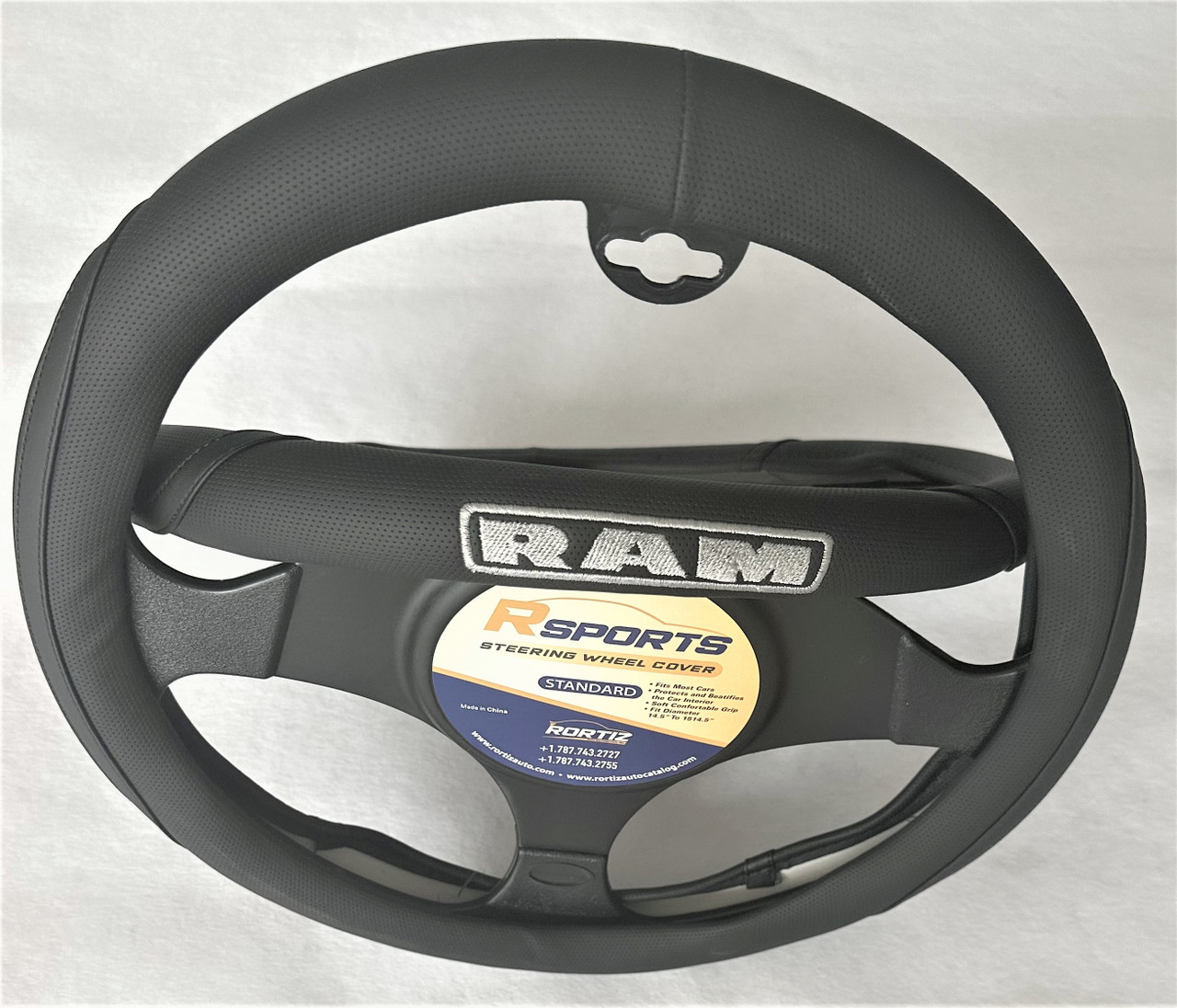 STEERING COVER RAM BLACK STITH SILVER