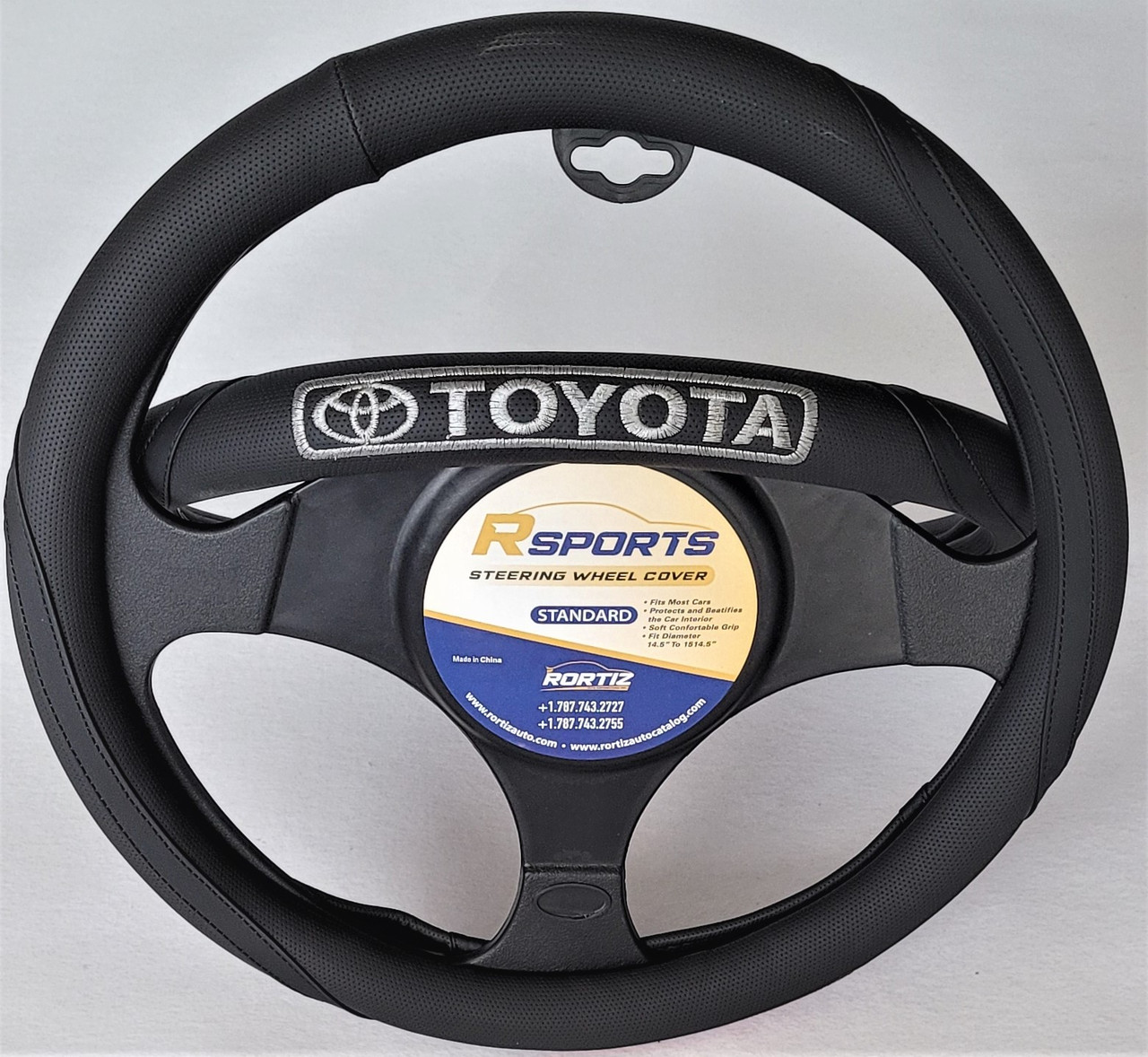 STEERING COVER TOYOTA BLACK STICH SILVER