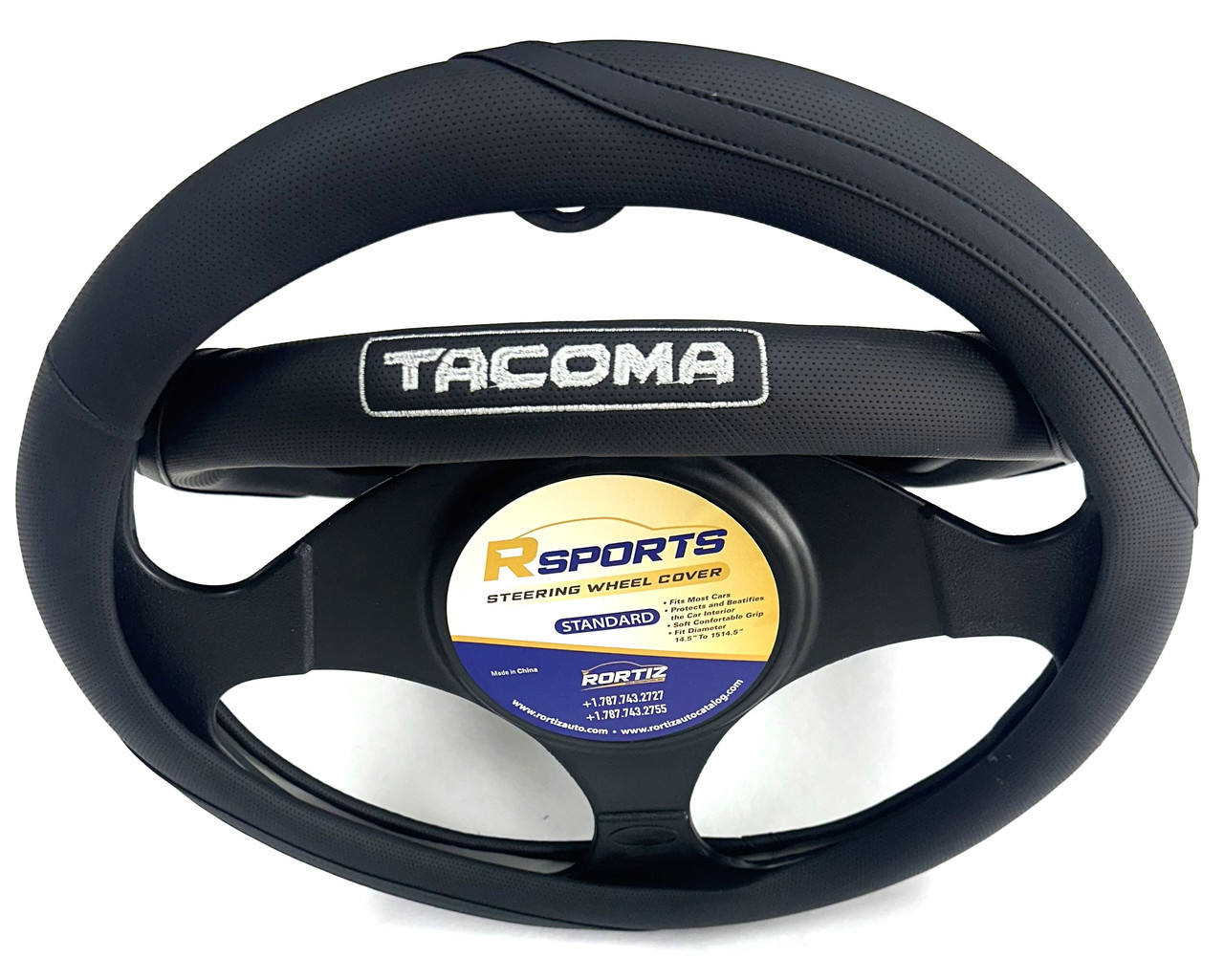 STEERING COVER TACOMA BLACK STITCH RED