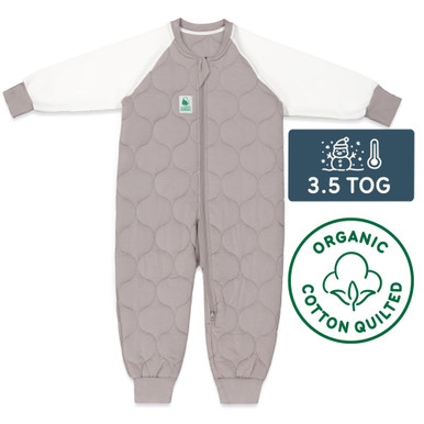 Sleepsuit / 3.5 Tog Long Sleeve / Dolphin Grey (Organic Cotton Quilted ...