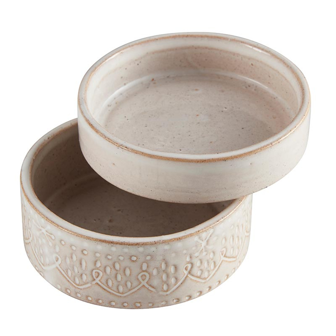 STONEWARE STACKABLE CONTAINER (2PC TOP/BOTTOM) - JanMichaels Art and Home