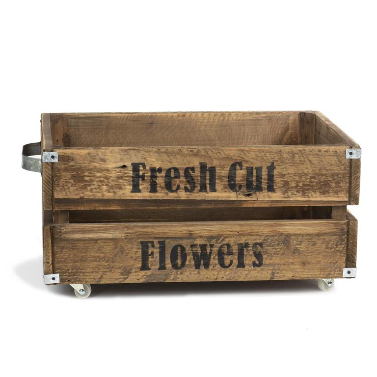 Fresh Cut Flower Crate On Wheels - JanMichaels Art and Home
