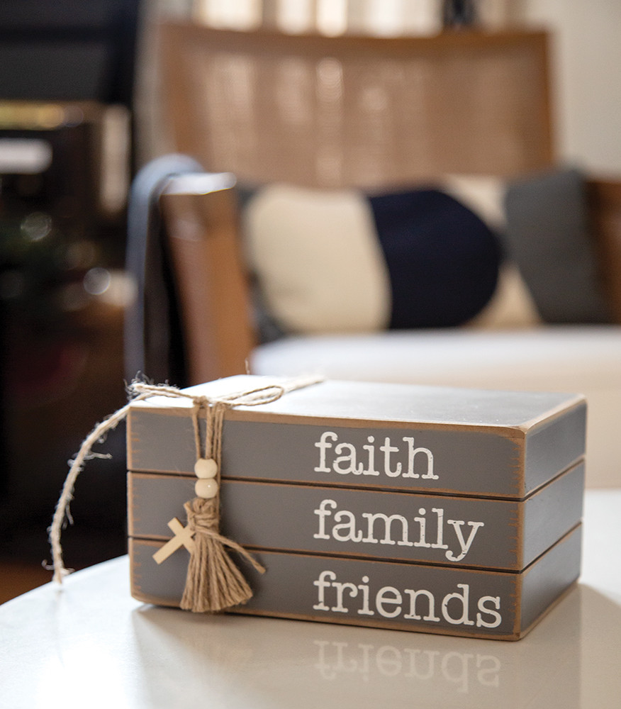 Faith Family Friends Wooden Book Stack - JanMichaels Art and Home