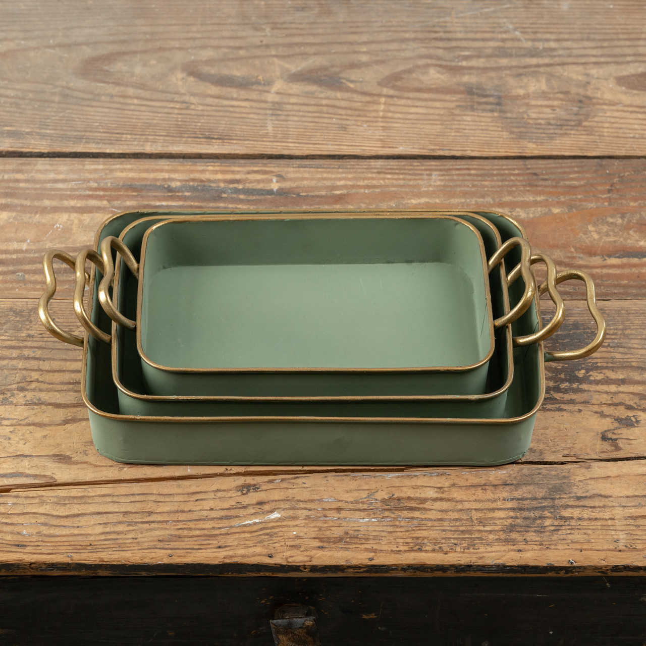 SET/ 3 RECTANGLE METAL TRAYS W/ HANDLES FINAL SALE - JanMichaels Art ...