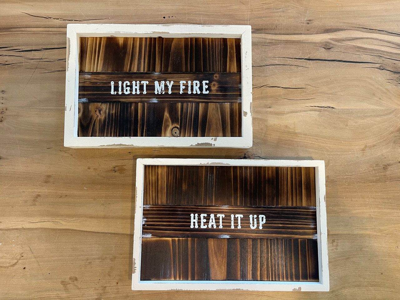 LIGHT MY FIRE/HEAT IT UP TWO-SIDED SIGN - JanMichaels Art and Home