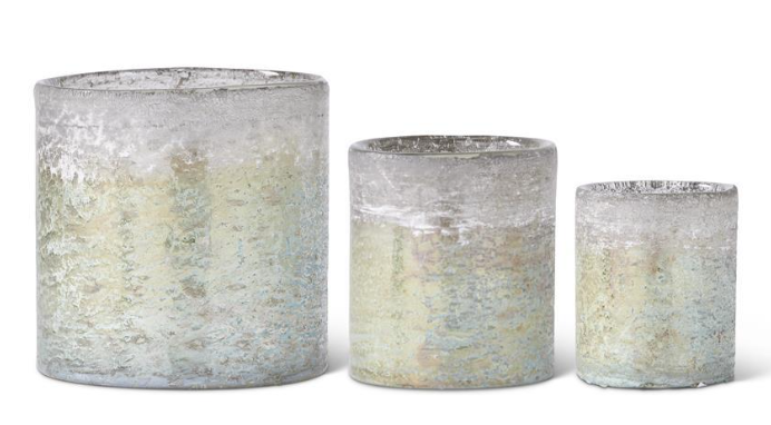 LIGHT GREEN MATTE GLASS CYLINDER CONTAINERS SET/3 - JanMichaels Art and ...