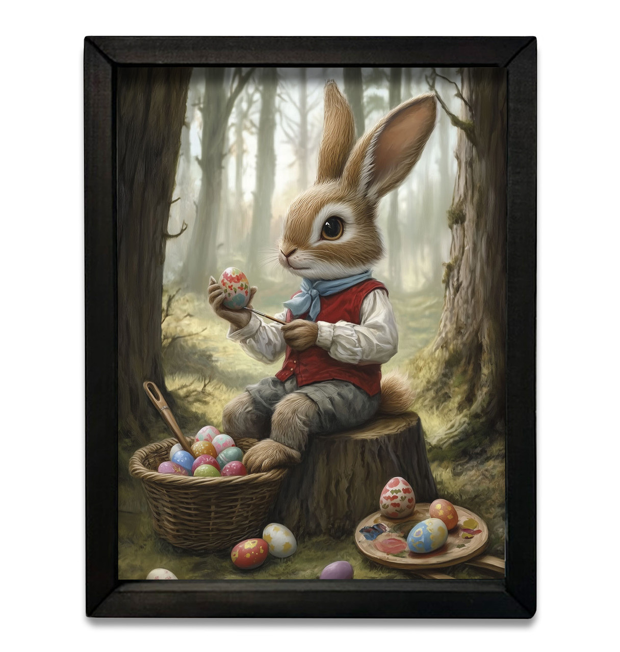 HMK099 Easter Bunny Painting Eggs Box Frame - JanMichaels Art and Home