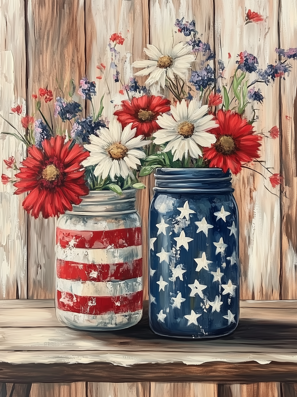 HMK854L Patriotic Mason Jars