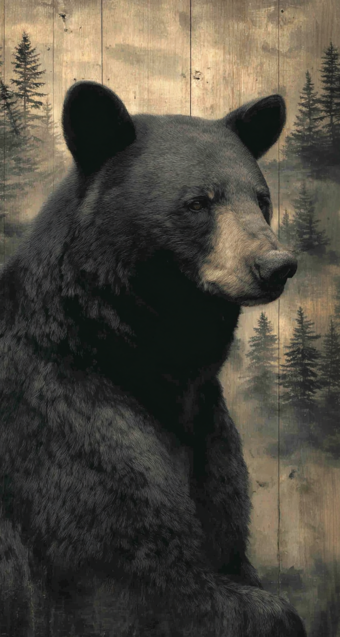 HMK1537L Black Bear Portrait - JanMichaels Art and Home