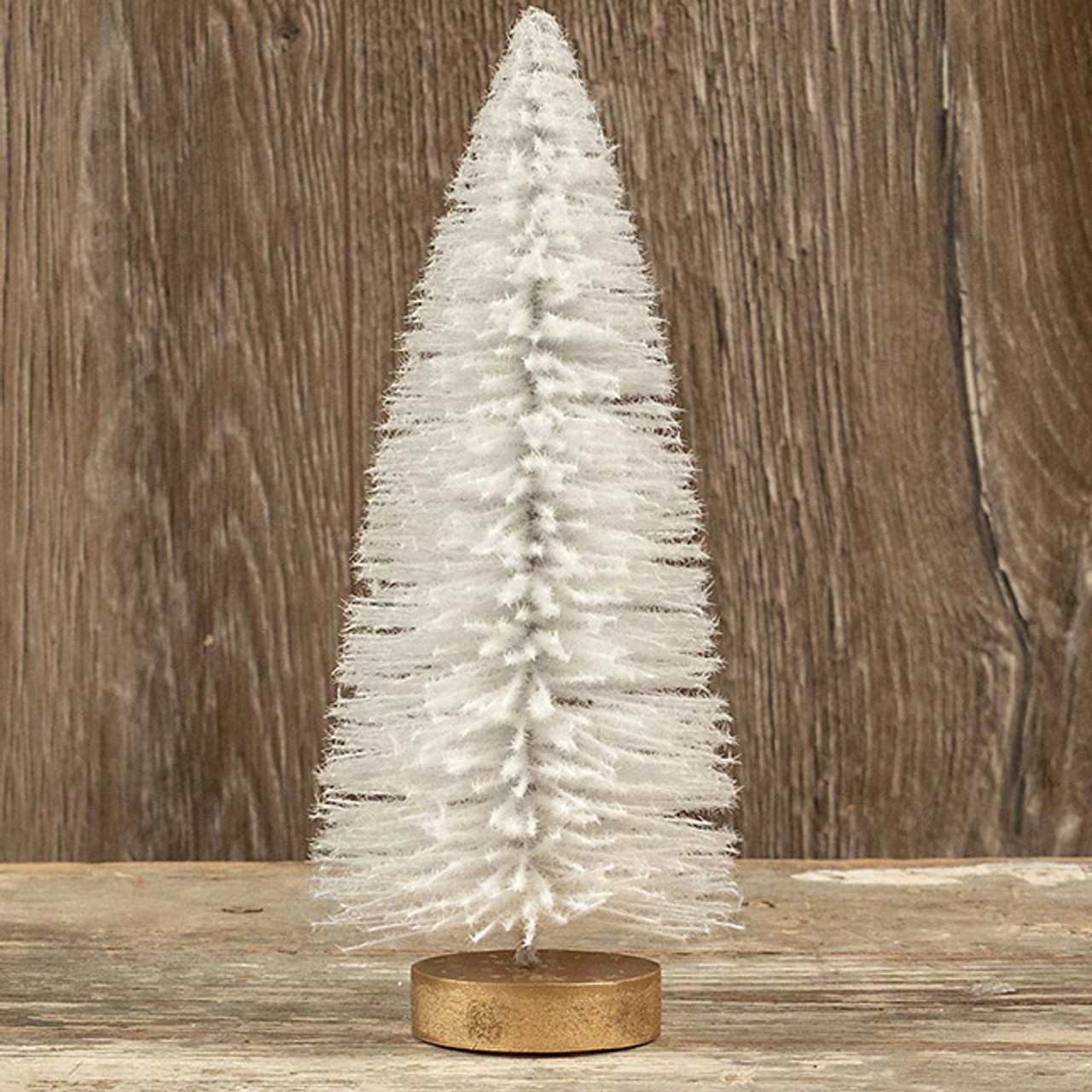 9" WHITE FLOCKED BOTTLEBRUSH TREE - JanMichaels Art and Home