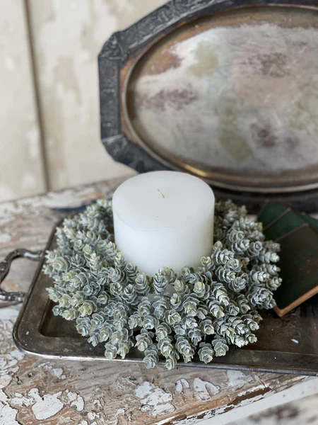 4" Frost Gleam Hops Candle Ring - JanMichaels Art and Home