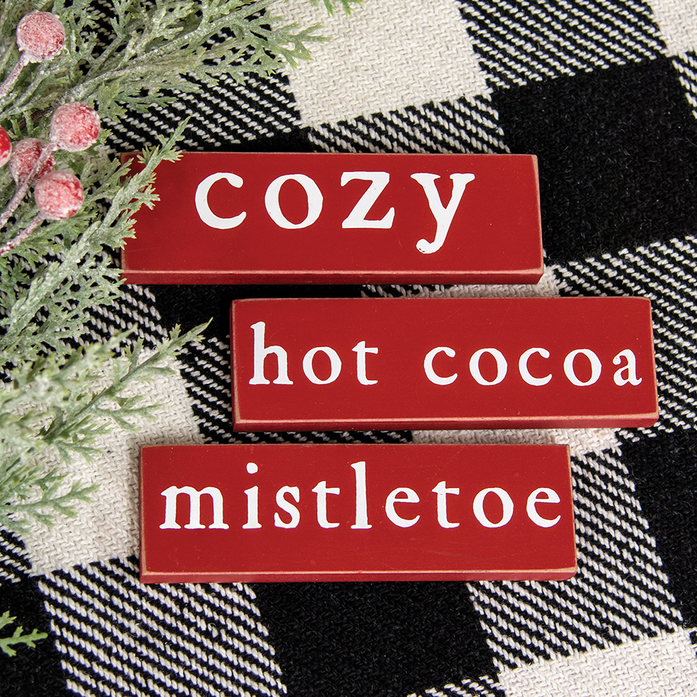 Cozy, Mistletoe or Hot Cocoa Thin Mini Block set/3 - JanMichaels Art ...