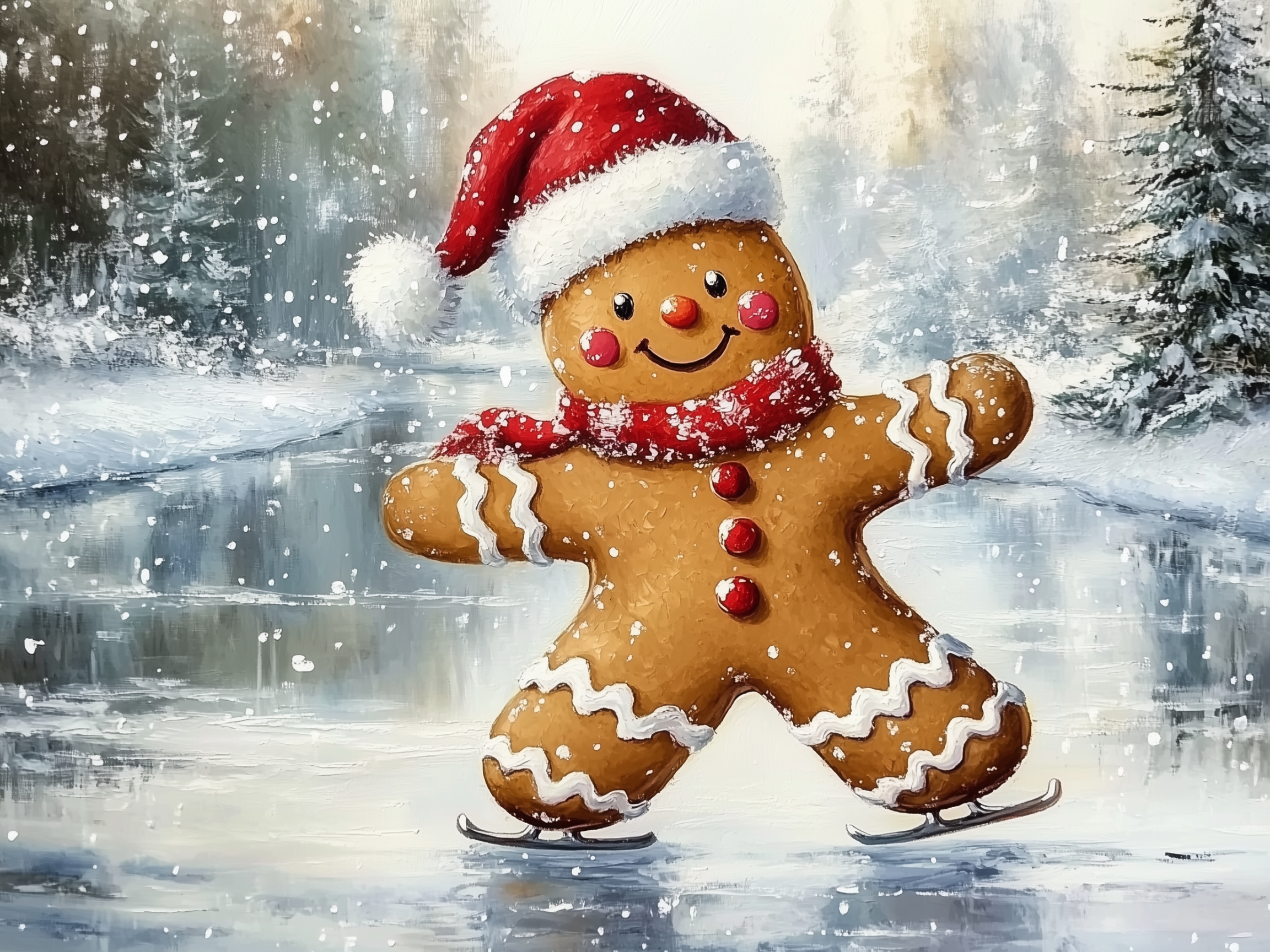 HMK171 Gingerbread Cookie Skating Box Frame - JanMichaels Art and Home