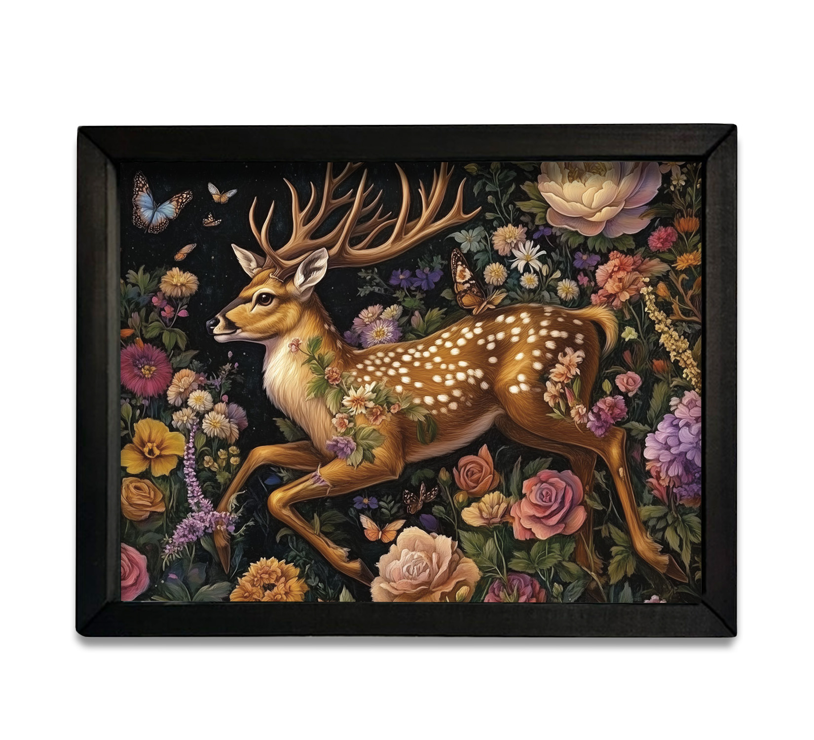 HMK271 Vintage Floral Deer Box Frame - JanMichaels Art and Home