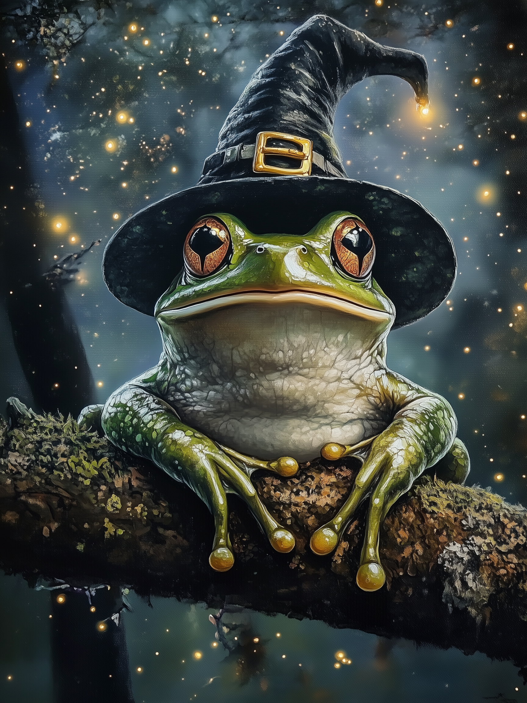 HMK484B Frog Witch Block - JanMichaels Art and Home