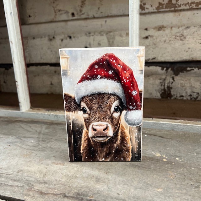 HMK516B Santa Cow Block - JanMichaels Art and Home