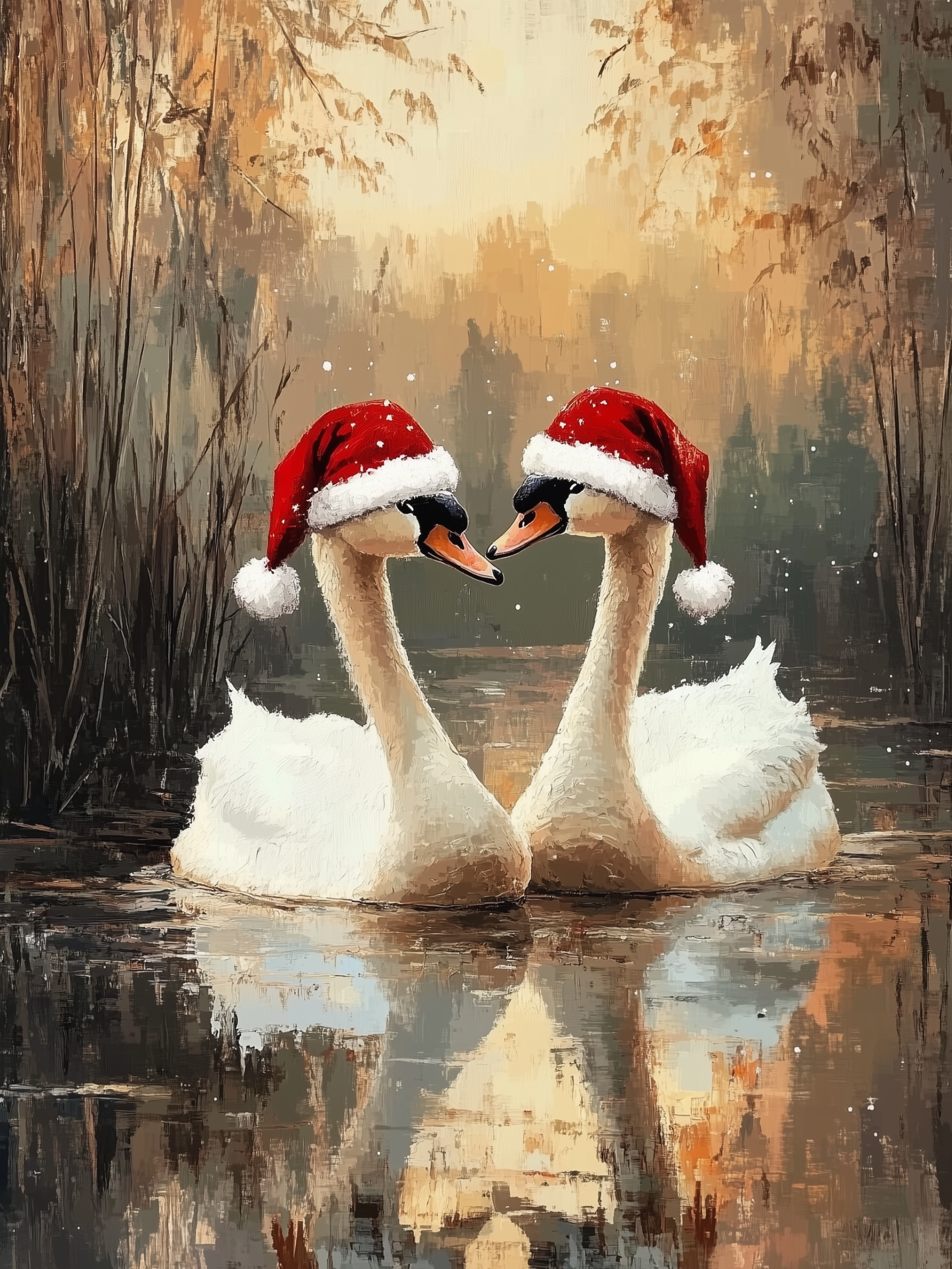 HMK584B CHRISTMAS SWANS 4X6 BLOCK - JanMichaels Art and Home