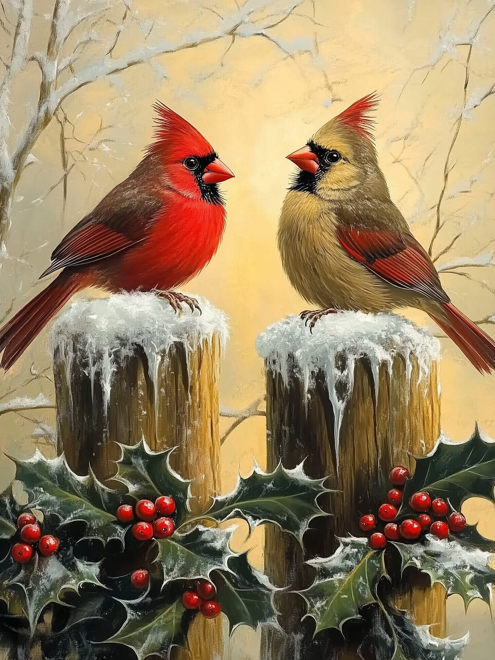 HMK1000 Winter Cardinal Couple Box Frame