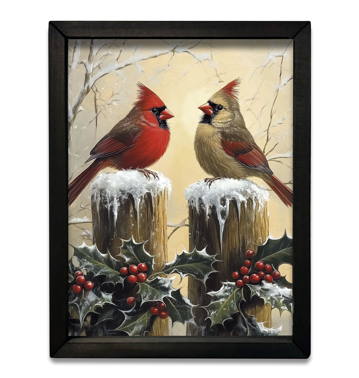 HMK1000 Winter Cardinal Couple Box Frame