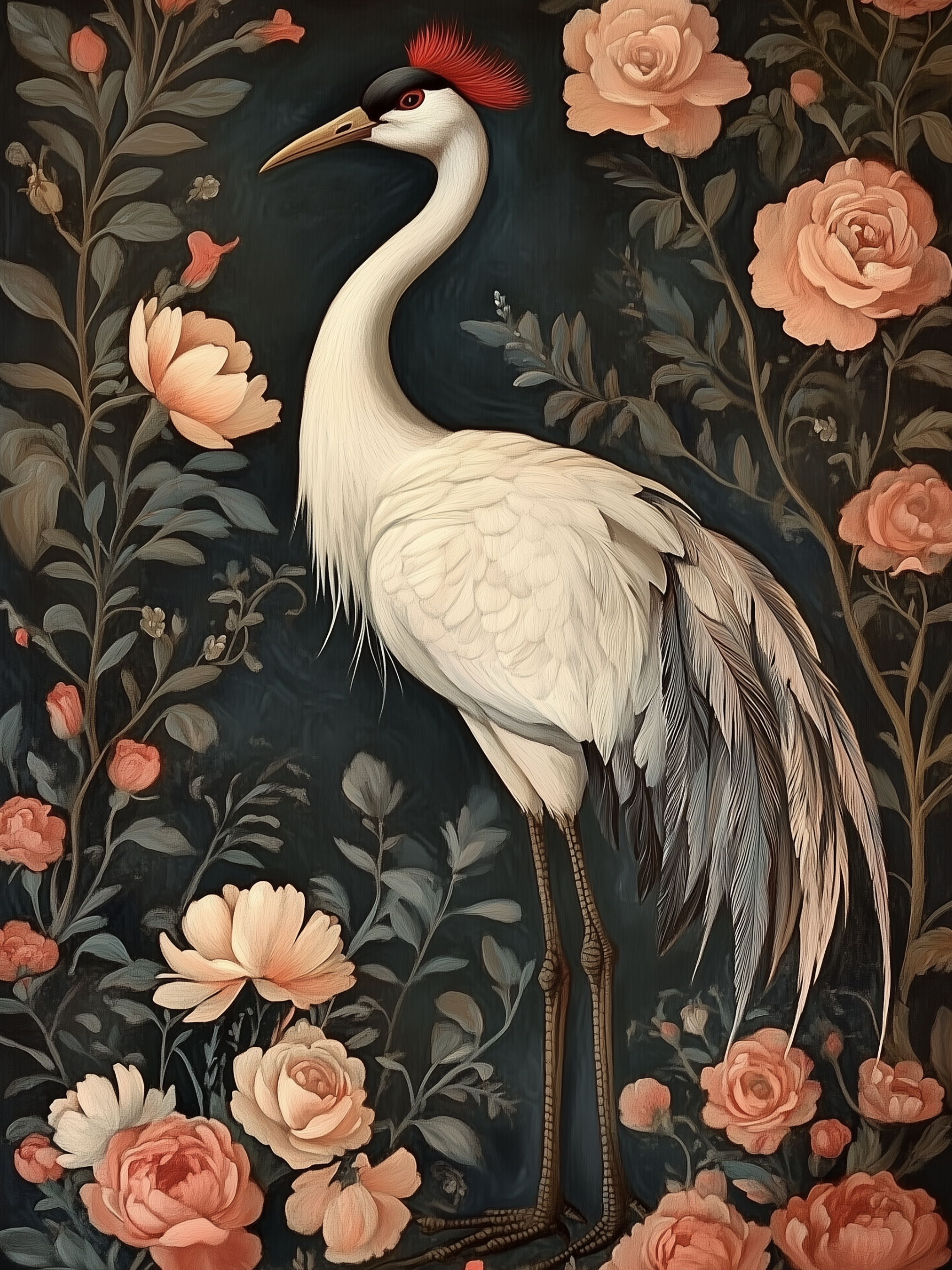 HMk1034B Red Crowned Crane Block