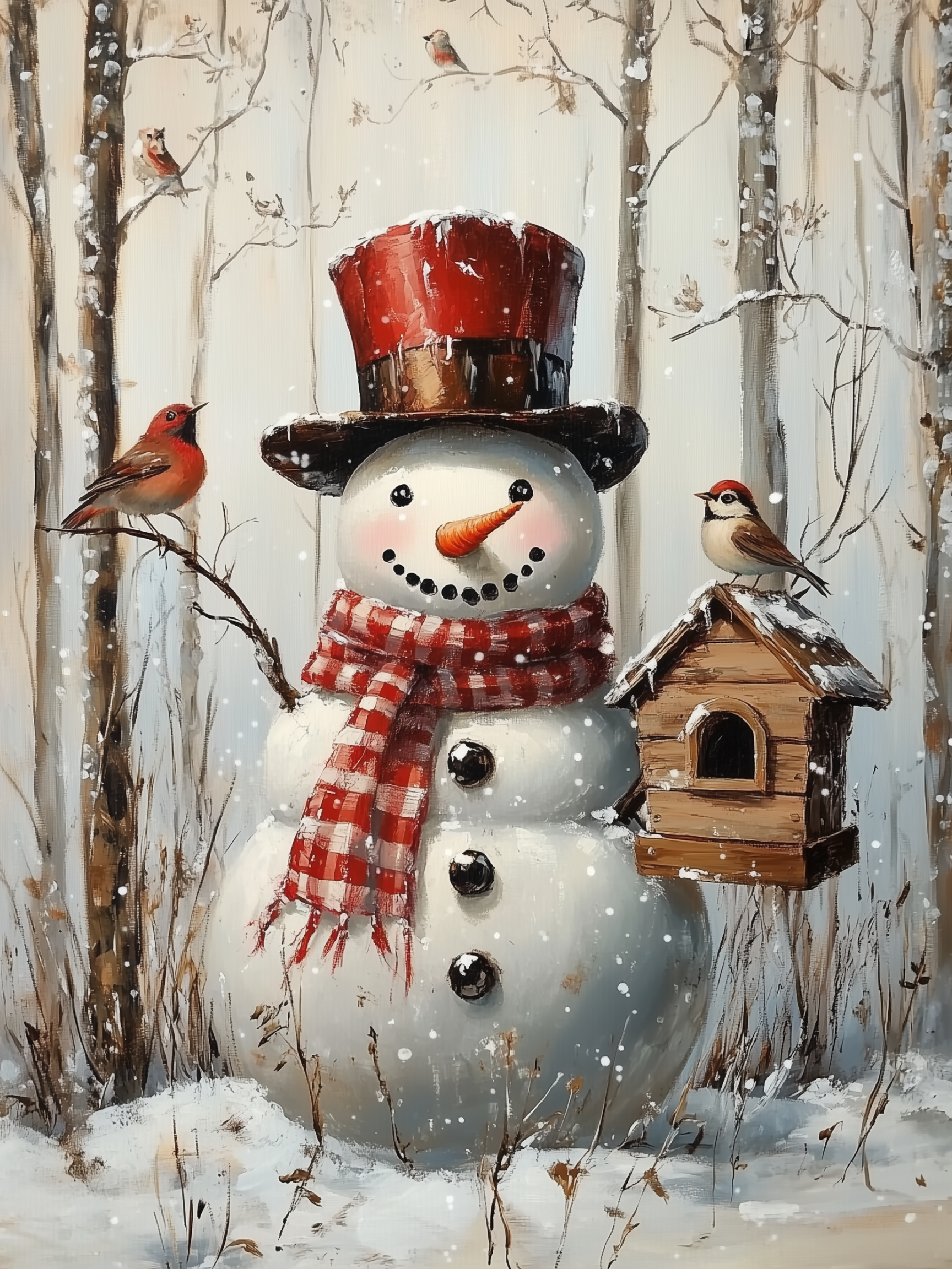 HMK1075B Red Hat Snowman Block