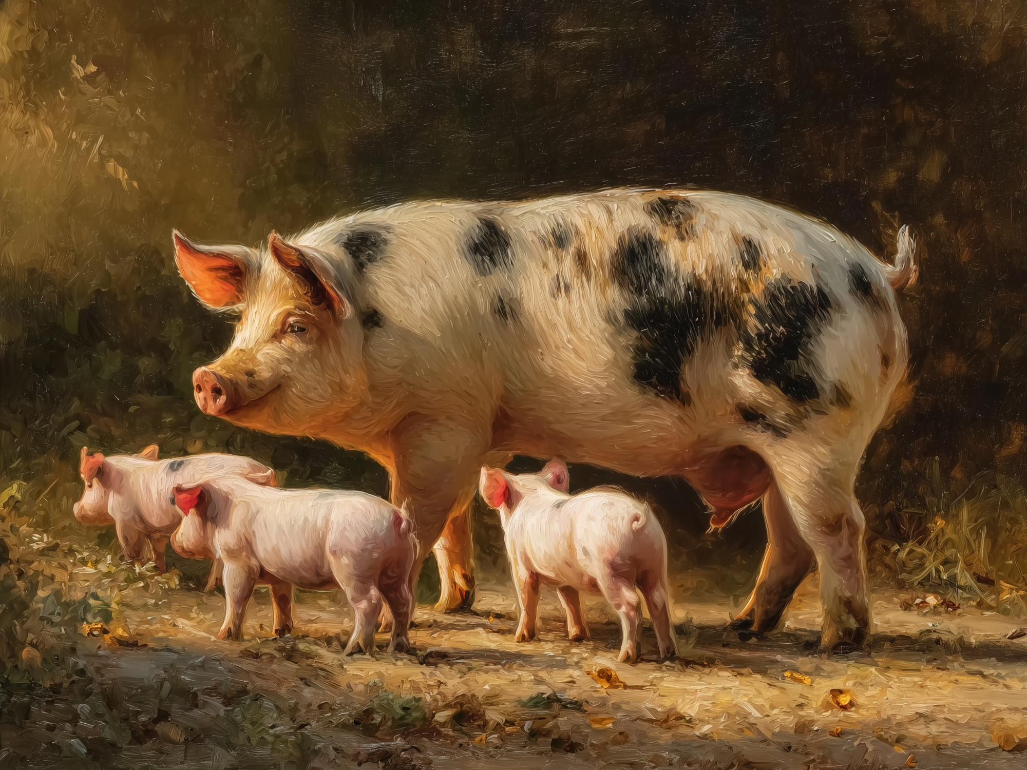 HMK1483B Pig Momma and Babies Block - JanMichaels Art and Home