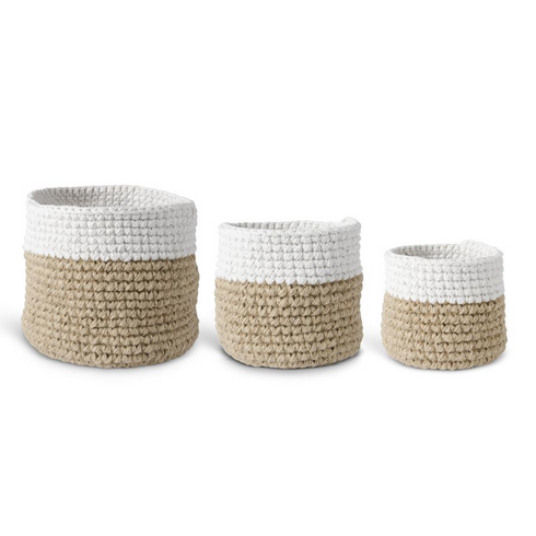 Set of 3 Tan and Cream Woven Baskets SALE - JanMichaels Art and Home