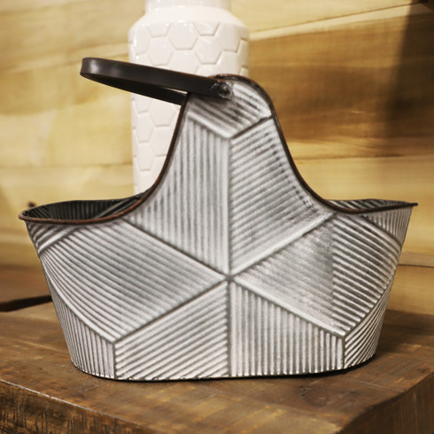 Galv Geo Basket Handle S/2 - JanMichaels Art and Home