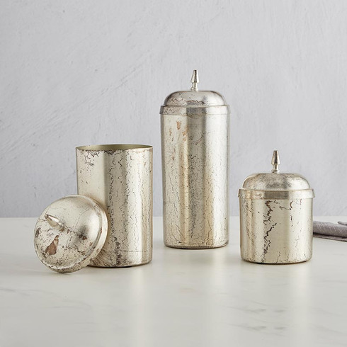 Slvr Crackle Container Set/3 - JanMichaels Art and Home