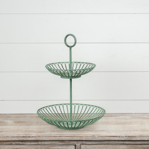 WIRE TWO TIER ROUND TRAY - JanMichaels Art and Home
