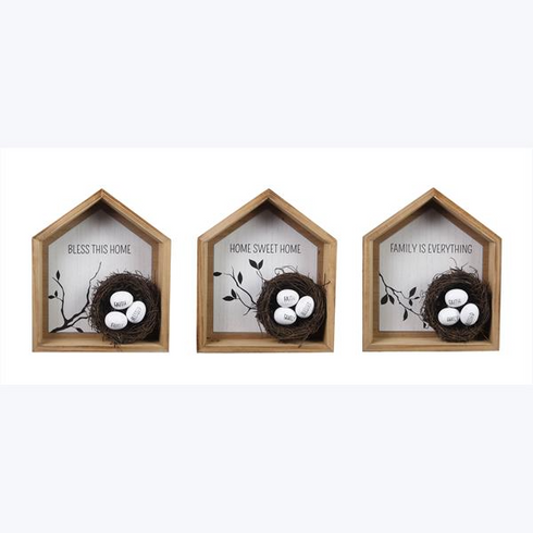 WOOD HOUSE SHAPED BOX SIGN (EACH) - JanMichaels Art and Home