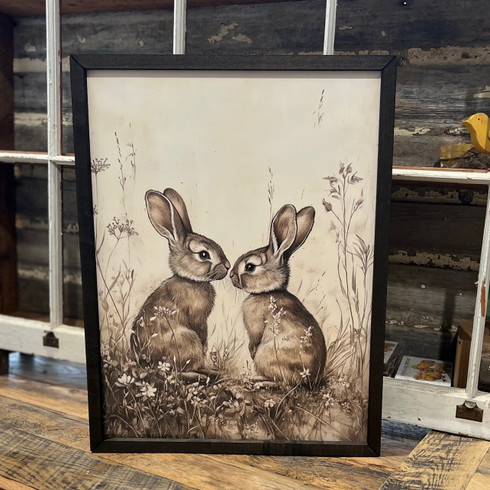 HMK252 Vintage Rabbits Box Frame - JanMichaels Art and Home