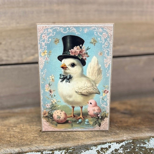 HMK324B Vintage Easter Chick Block - JanMichaels Art and Home
