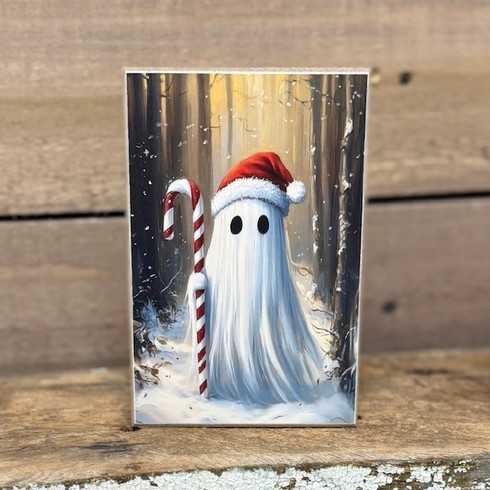 HMK350B Candy Cane Ghost Block - JanMichaels Art and Home