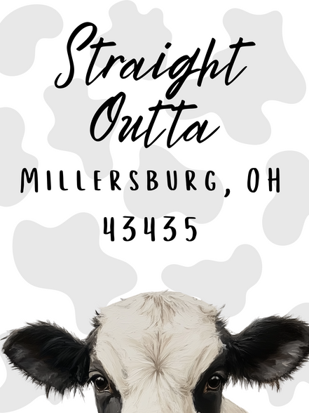HMK1201 Custom Cow City State Zip 4x6 Block - JanMichaels Art and Home