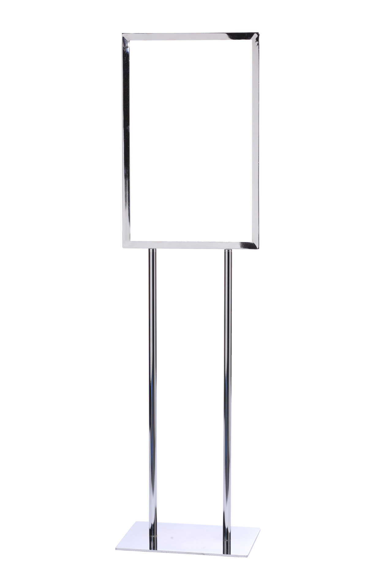 Poster Sign Frame Stand | 14" x 22" Polished Chrome | Vertical Allignment