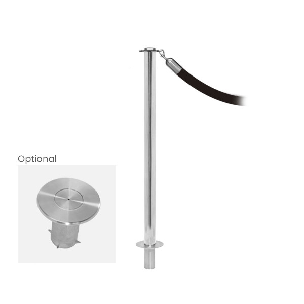 Flat Top Rope Barrier Stanchion | Removable Base Stanchion