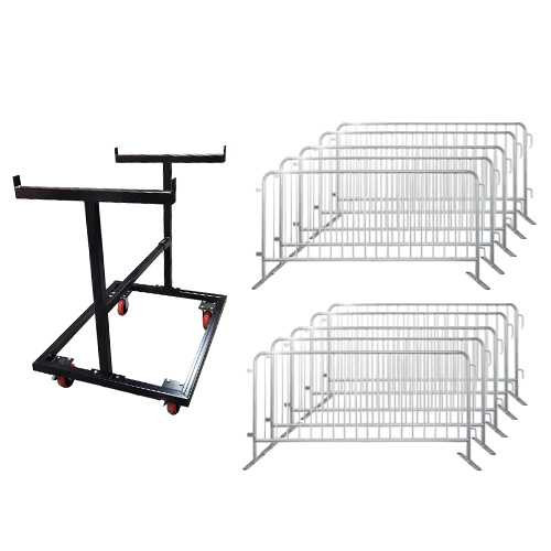 10 Pack Crowd Control Barriers | 1 Barricade Cart