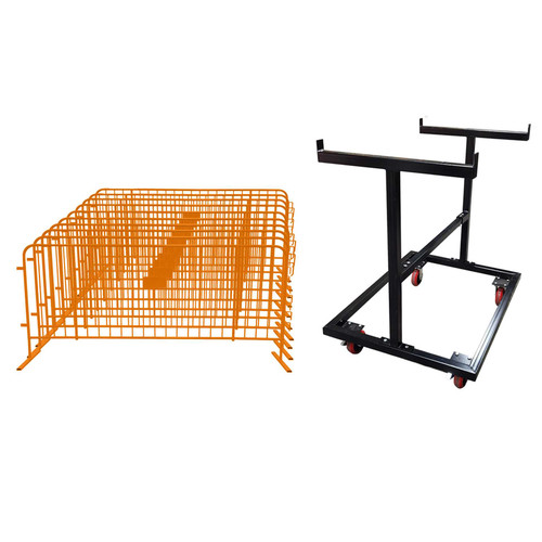 10 Orange Crowd Control Barriers | Barricade Cart for Events
