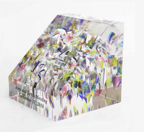 Slanted Wedding Glass Lucite Cube - Yussel's Place Jewish Gifts and Judaica
