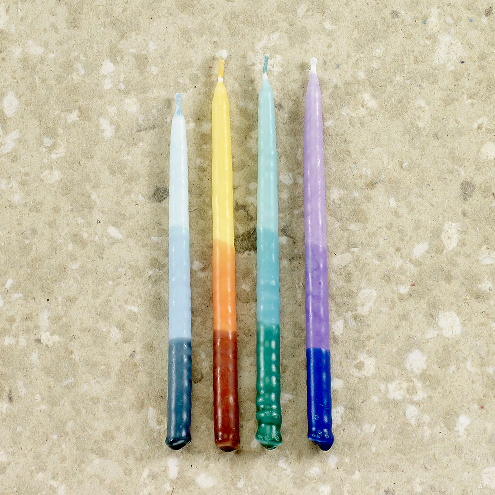 Multi Tri Color Pure Vegetable Wax Chanukah Candles - Yussel's Place ...
